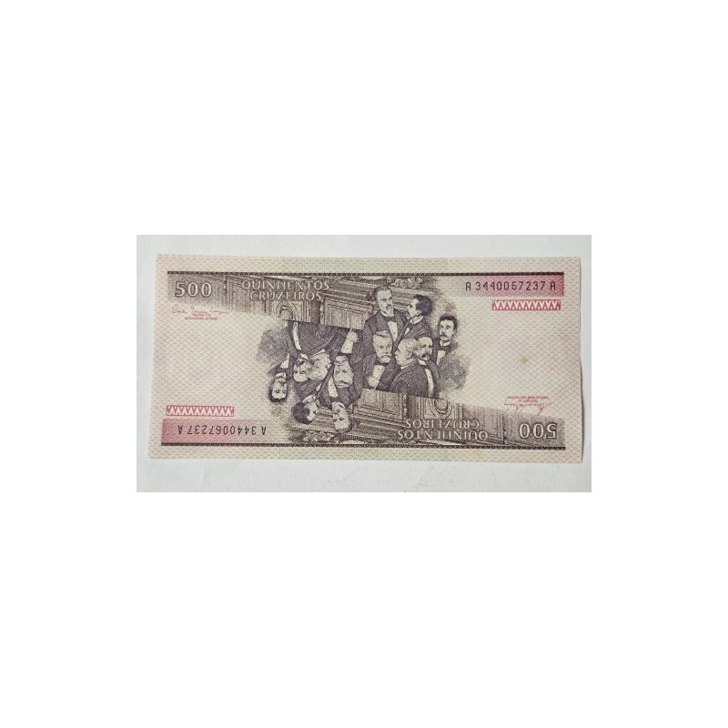 Cédula de 500 Cruzeiros em condição Flor de Estampa (FE). Com a imagem ...